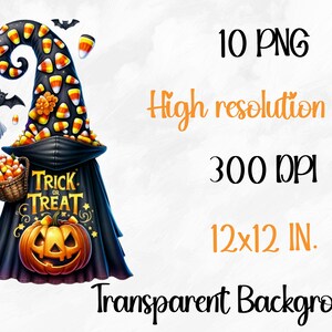 Watercolor Candy Corn Gnomes Collection Clipart, 10 PNG Halloween ...
