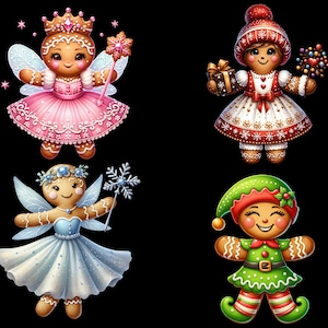 Watercolor Gingerbread Girl Clipart, 21 PNG Gingerbread Clipart Bundle ...