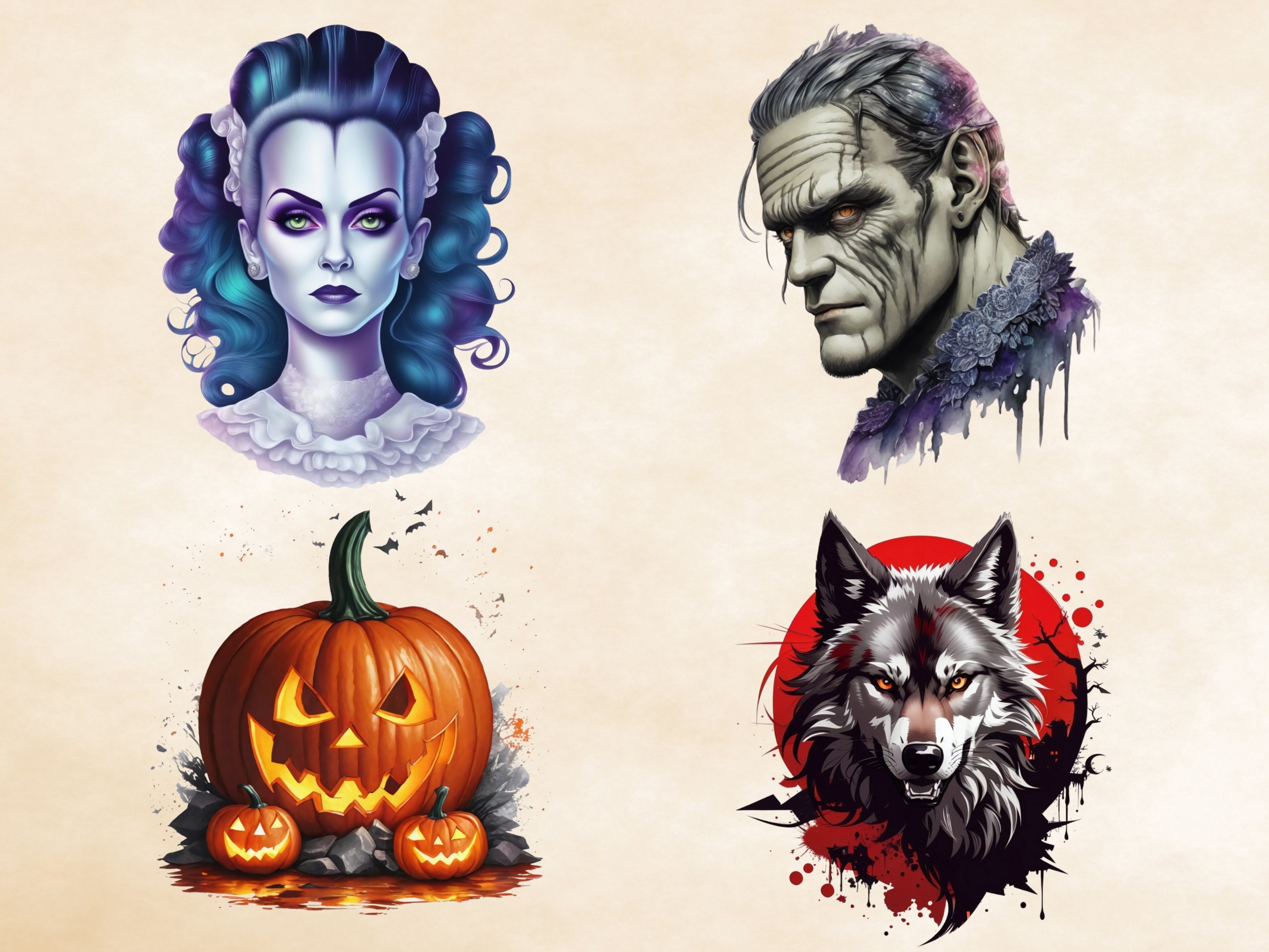 Watercolor Halloween Spooky Night Collection Clipart 40 PNG - Etsy