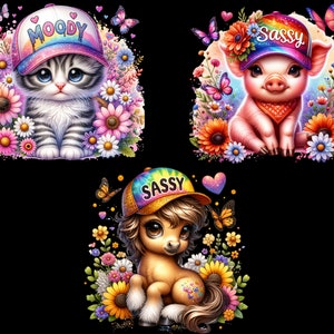 Watercolor Cute Sassy Animals Collection Clipart, 12 PNG Safari Animal ...