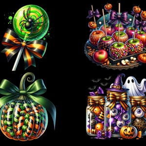 Watercolor Halloween Candy Shop Collection Clipart, 37 PNG Halloween ...
