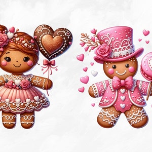 Watercolor Sweet Valentines Gingerbread Collection Clipart, 12 PNG ...