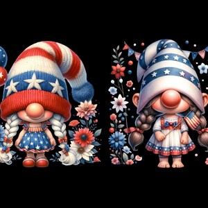 Watercolor Patriotic Gnome Collection Clipart, 11 PNG Memorial Day ...
