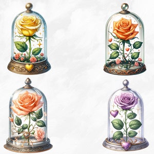 Watercolor Romantic Roses Collection Clipart, 16 PNG Valentines Day ...