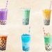 Watercolor Bubble Tea Clipart, 21 PNG Watercolor Boba Tea Clipart ...