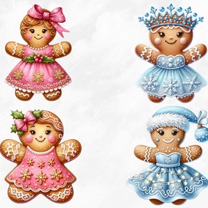 Watercolor Gingerbread Girl Clipart, 21 PNG Gingerbread Clipart Bundle ...
