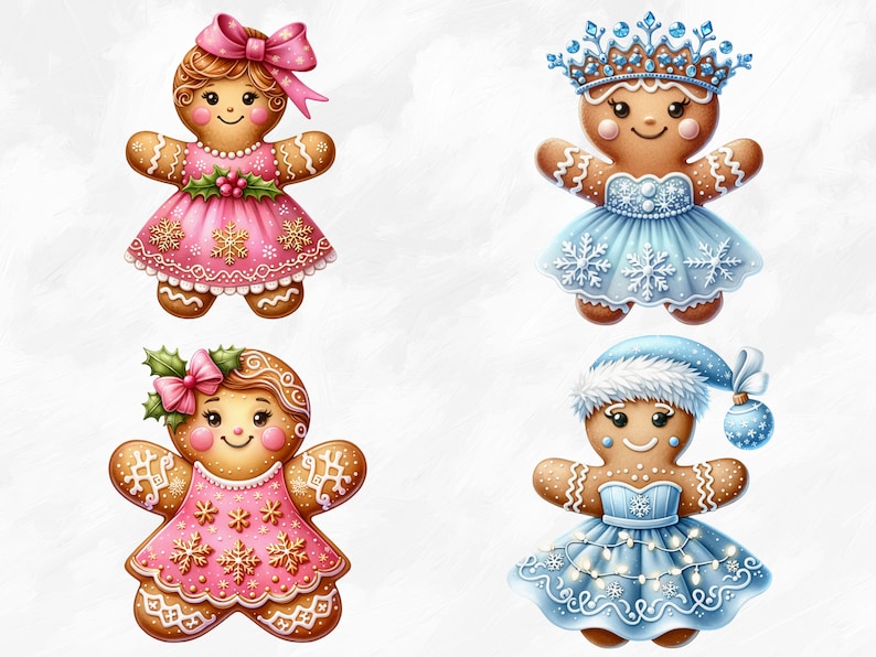 Watercolor Gingerbread Girl Clipart, 21 PNG Gingerbread Clipart Bundle ...