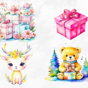 Watercolor Pastel Christmas Collection Clipart, 30 PNG Pastel Christmas ...