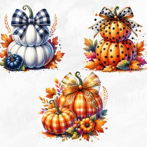 Watercolor Halloween Pumpkins Collection Clipart, 18 PNG Halloween ...