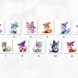 Watercolor Pastel Witchy Fox Clipart, 11 PNG Fox Witch Clipart, Fantasy ...