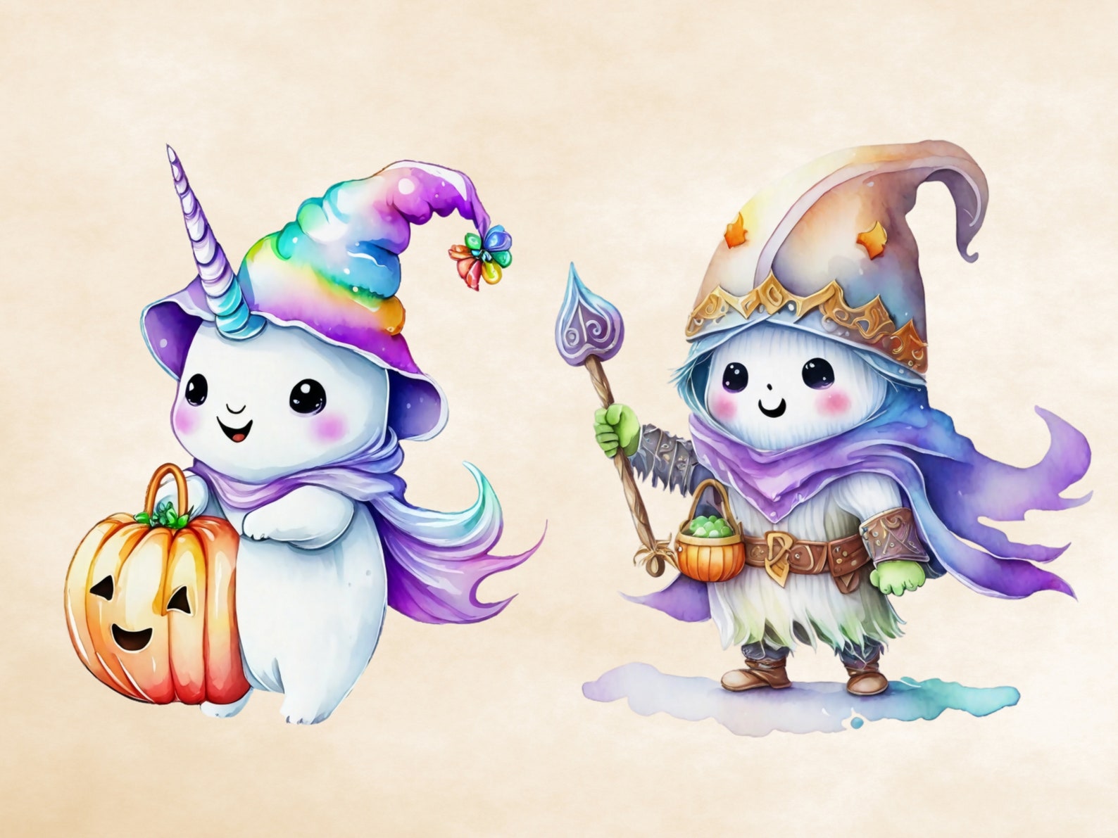 Watercolor Halloween Cute Ghost Collection Clipart 18 PNG - Etsy