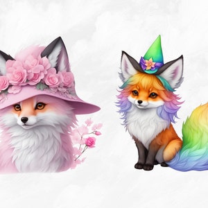 Watercolor Pastel Witchy Fox Clipart, 11 PNG Fox Witch Clipart, Fantasy ...