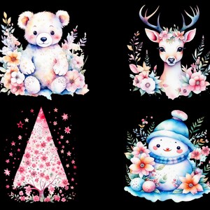 Watercolor Pastel Christmas Collection Clipart, 30 PNG Pastel Christmas ...