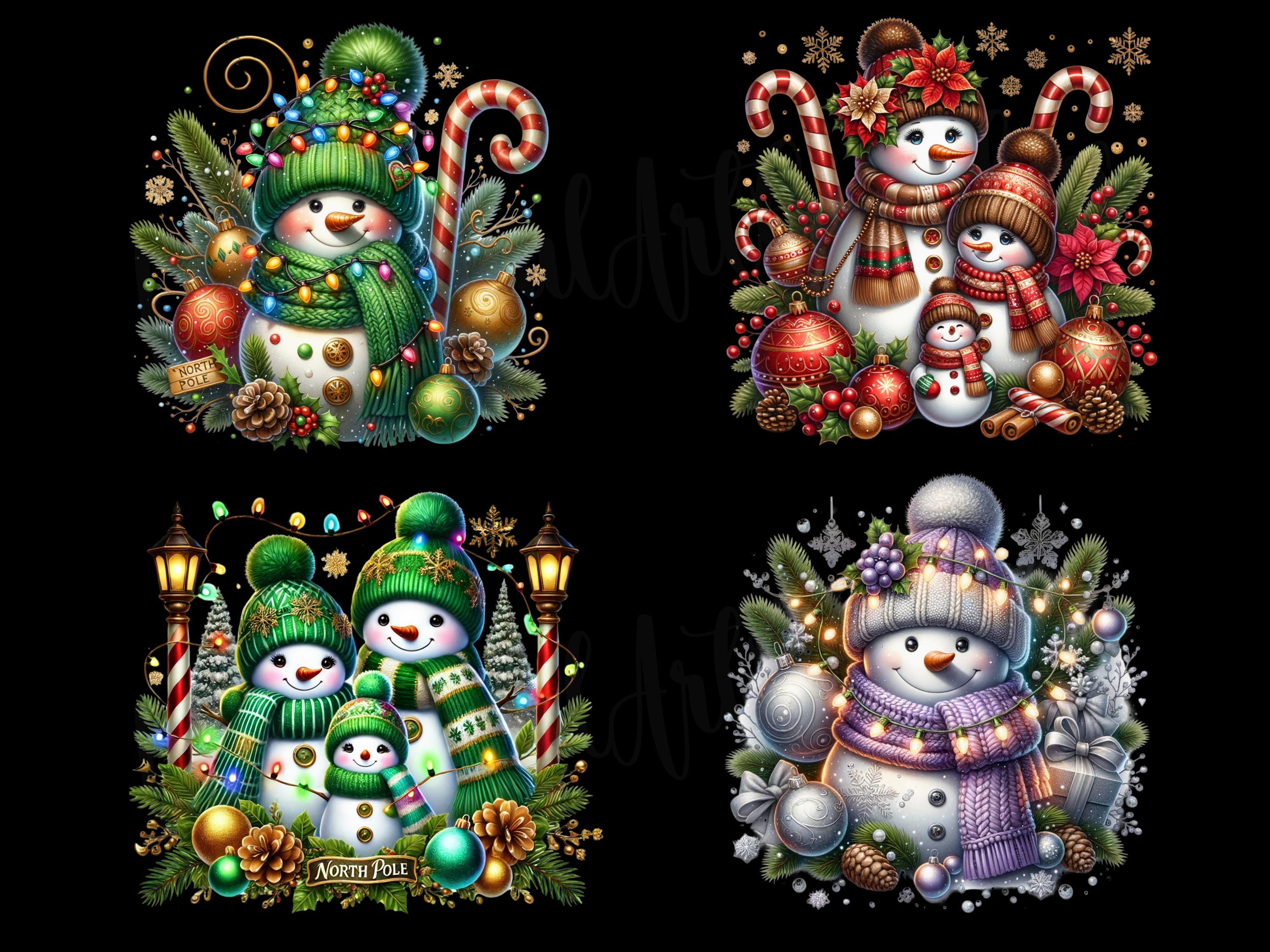 Watercolor Christmas Snowman Collection Clipart, 20 PNG Christmas ...