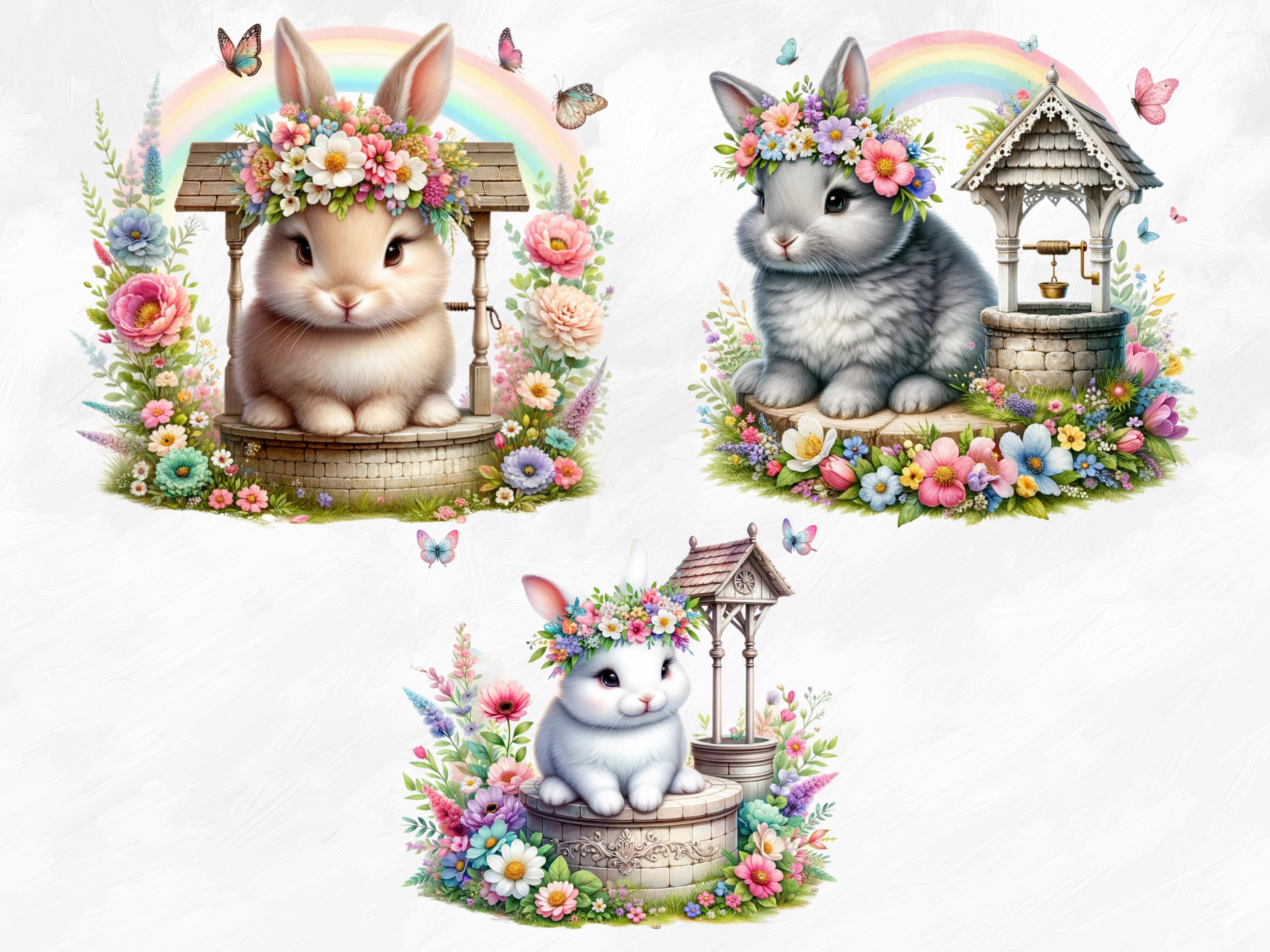 Watercolor Spring Garden Wells Bunny Clipart, 11 PNG Nursery Bunny ...