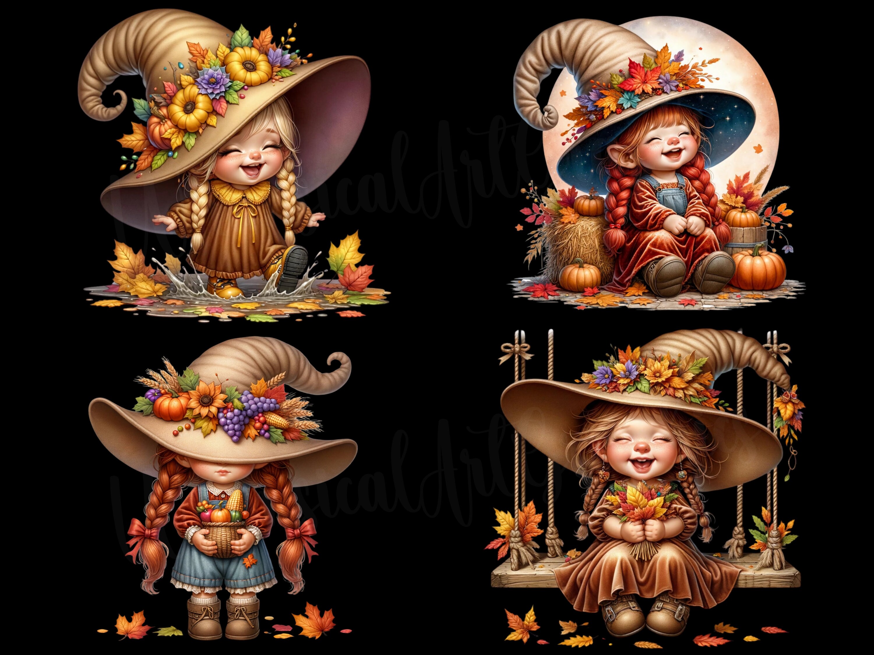 Watercolor Autumn Gnomes Collection Clipart, 20 PNG Pumpkin Gnomes ...