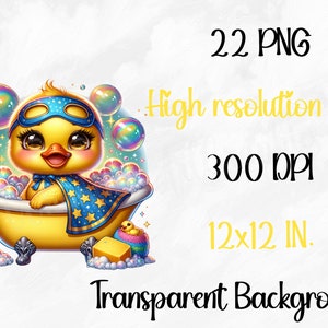 Watercolor Rubber Ducks Clipart, 22 PNG Rubber Ducks Clipart, Cute ...