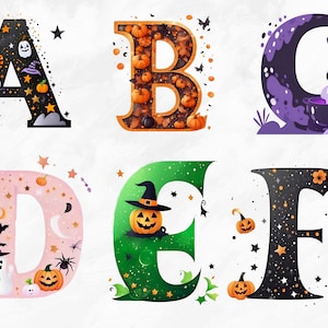 Halloween Alphabet Clipart, 26 PNG Halloween Doodle Letters Clipart ...
