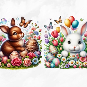 Watercolor Peeking Bunny Collection Clipart, 11 PNG Easter Clipart ...