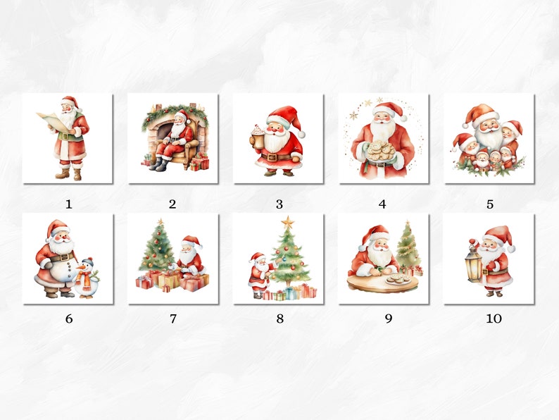 Watercolor Santa Claus Clipart 10 PNG Christmas Santa Claus - Etsy