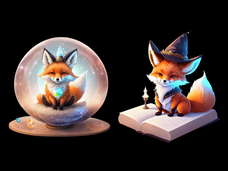 Witchy Foxes Clipart 10 PNG Fox Witch Clipart Fox Wearing - Etsy