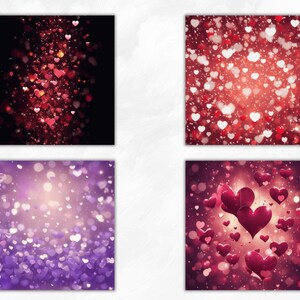 Bokeh Valentine Digital Paper, Printable Valentine, Romantic Heart ...