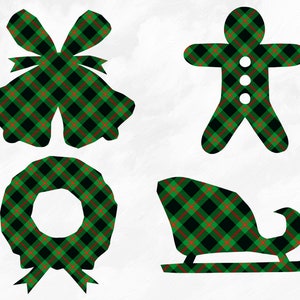 Christmas Plaid Clipart, 24 PNG Christmas Green Plaid Decoration ...