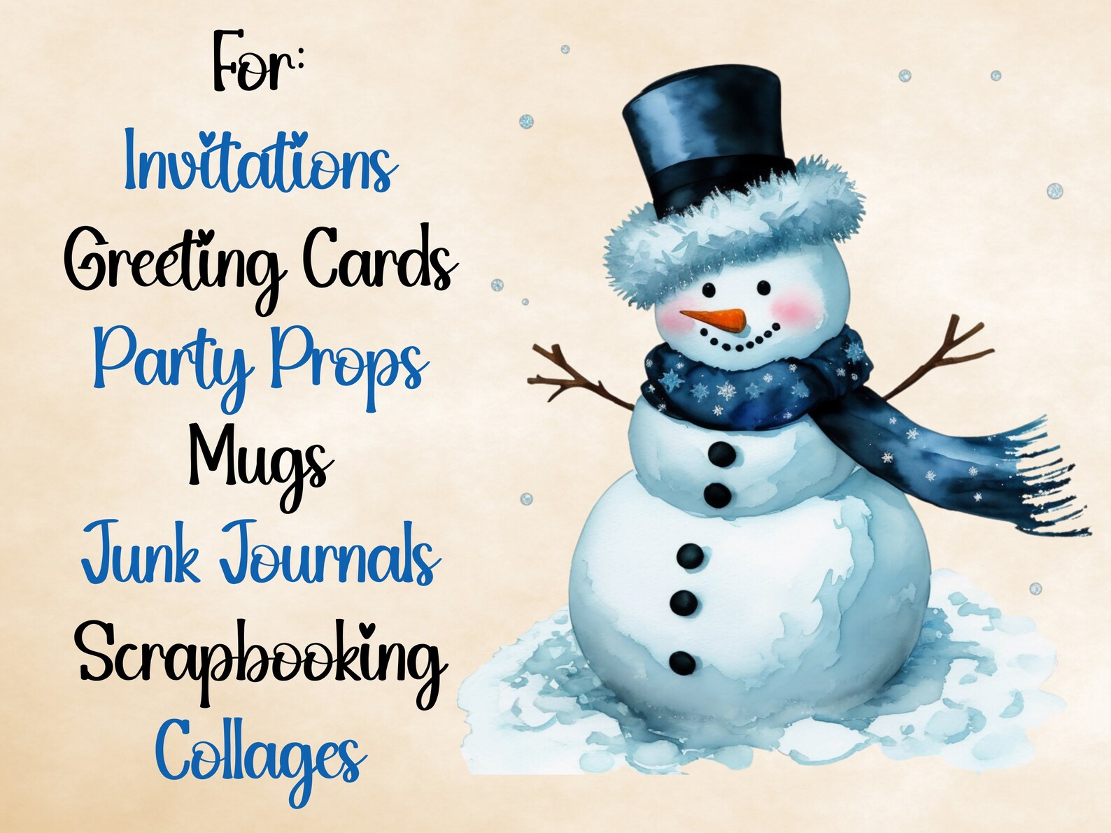 Watercolor Snowman Clipart 10 PNG Snowman Clip Art Christmas - Etsy