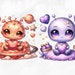 Watercolor Cute Valentines Aliens Clipart, 11 PNG Valentines Day ...