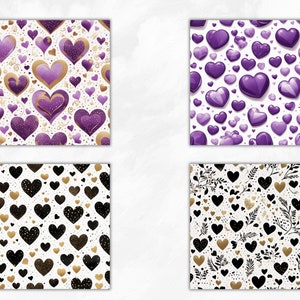 Love Hearts Digital Paper, Printable Valentine, Seamless Pattern, Pink ...