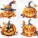 Watercolor Halloween Jack O Lantern Collection Clipart, 30 PNG ...