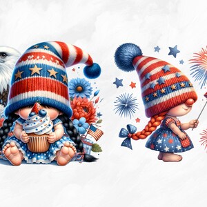 Watercolor Patriotic Gnome Collection Clipart, 11 PNG Memorial Day ...