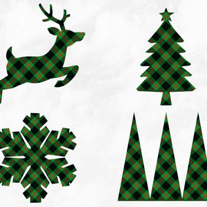 Christmas Plaid Clipart, 24 PNG Christmas Green Plaid Decoration ...