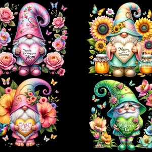 Watercolor Mothers Day Gnomes Collection Clipart, 18 PNG Garden Gnome ...