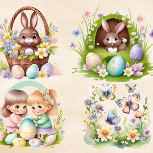 Watercolor Cute Easter Collection Clipart, 27 PNG Pastel Easter Eggs ...