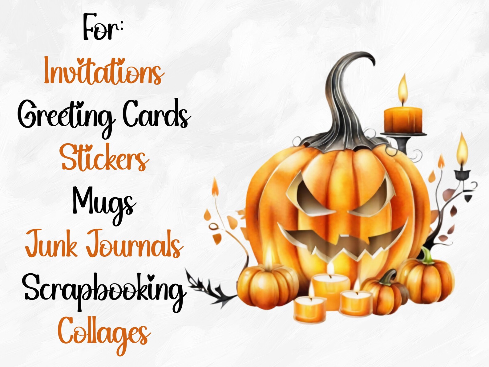 Watercolor Halloween Jack O Lantern Collection Clipart, 30 PNG ...