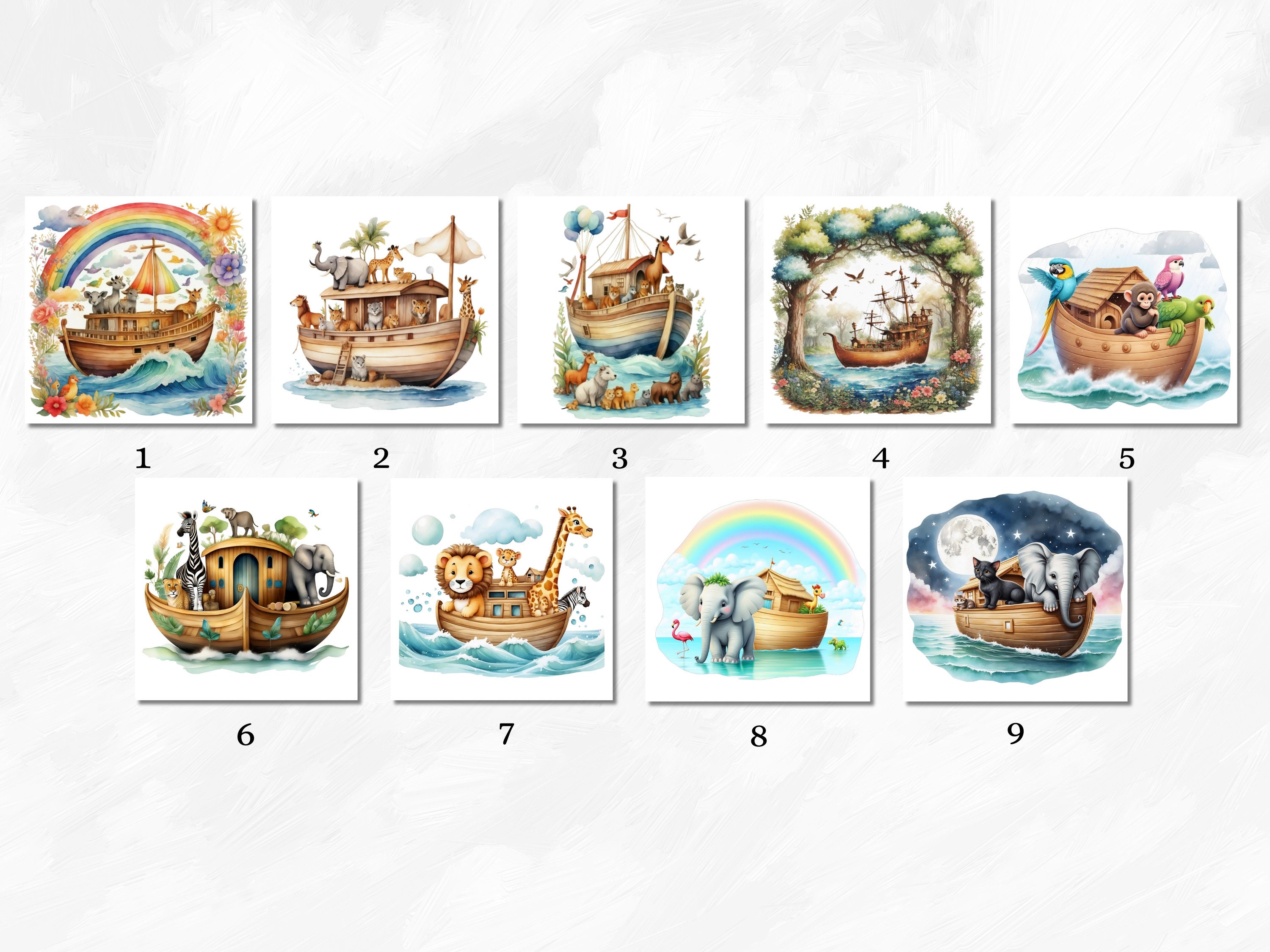 Watercolor Noah's Ark Collection Clipart, 9 PNG Noah's Ark Clipart ...