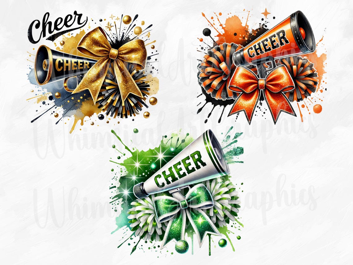 Cheer PNG Bundle Collection, 17 PNG Sports Clipart, Airbrushed Cheer ...