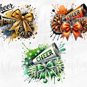 Cheer PNG Bundle Collection, 17 PNG Sports Clipart, Airbrushed Cheer ...