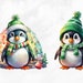 Watercolor Igloo Penguin Collection Clipart, 11 PNG Christmas Penguin ...