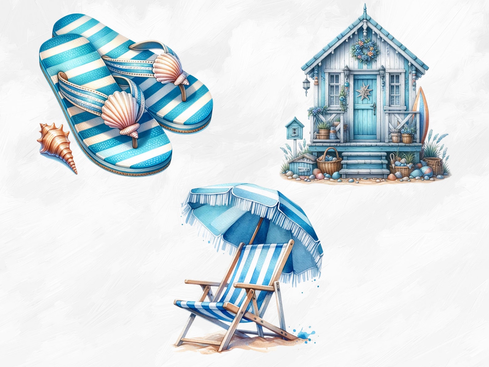 Watercolor Nautical Collection Clipart, 14 PNG Beach Clipart, Travel ...