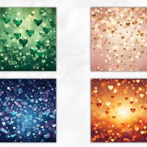 Bokeh Valentine Digital Paper, Printable Valentine, Romantic Heart ...