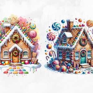 Watercolor Gingerbread House Collection Clipart, 11 PNG Christmas ...