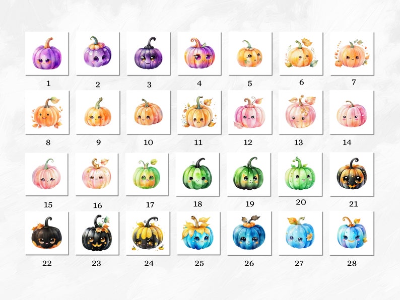 Watercolor Halloween Pumpkin Patch Cuties Clipart 28 PNG - Etsy