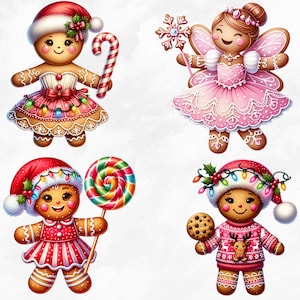 Watercolor Gingerbread Girl Clipart, 21 PNG Gingerbread Clipart Bundle ...
