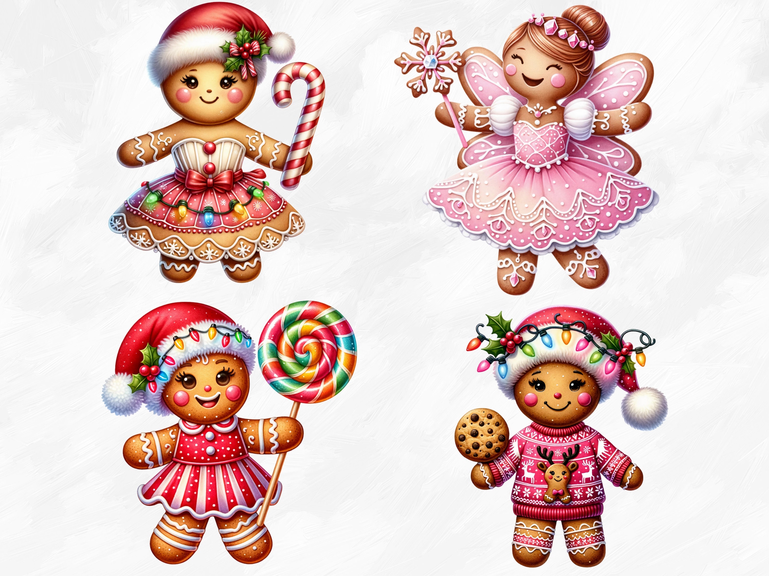 Watercolor Gingerbread Girl Clipart, 21 PNG Gingerbread Clipart Bundle ...