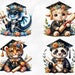 Watercolor Cute Graduation Animals Clipart, 20 PNG Teddy Bear Clipart ...