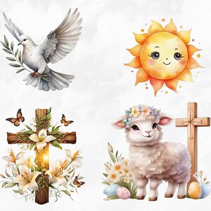 Watercolor Christian Easter Collection Clipart, 33 PNG Religious ...