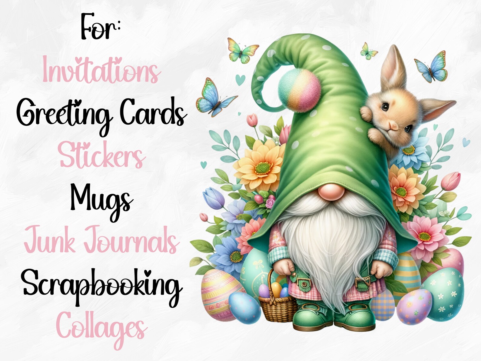 Watercolor Easter Gnome Collection Clipart, 25 PNG Easter Clipart ...