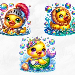 Watercolor Nursery Rubber Ducks Collection Clipart, 14 PNG Duck Clipart ...